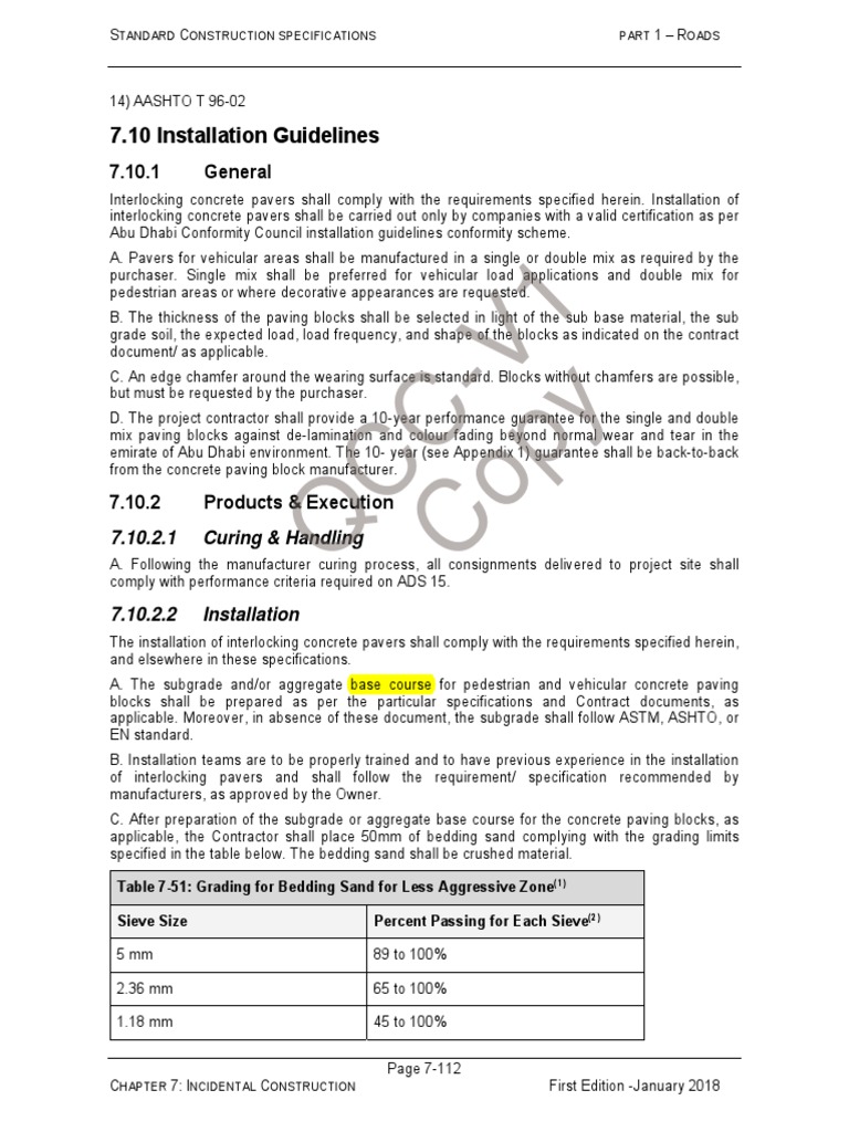 Bedding Sand For Interlock Tile | PDF | Concrete | Specification ...