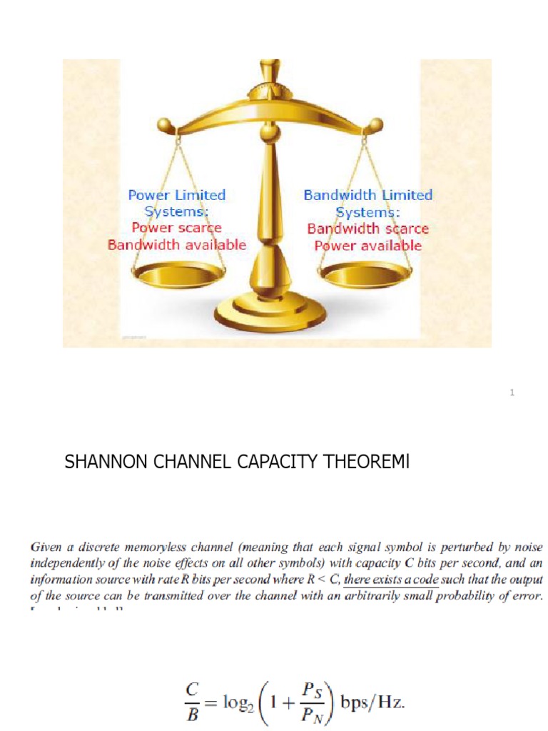 Channel Capacity | PDF | Bandwidth (Signal Processing) | Bit Rate