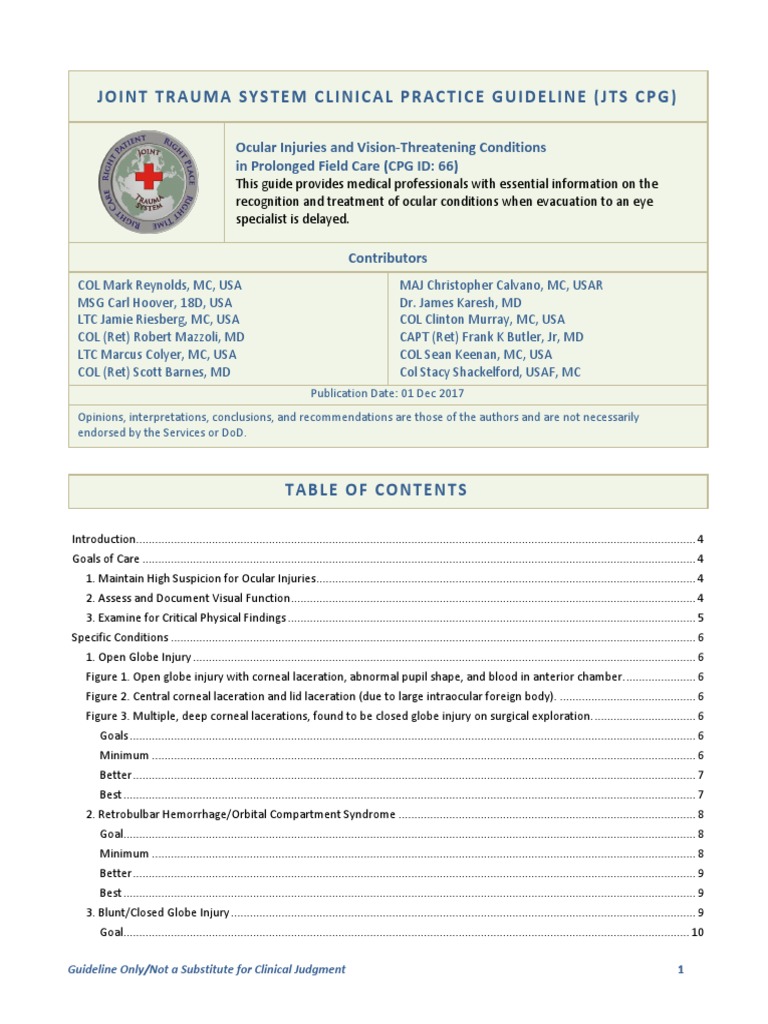 Joint Trauma System Clinical Practice Guideline (Jts CPG) | PDF | Vision | Human Eye