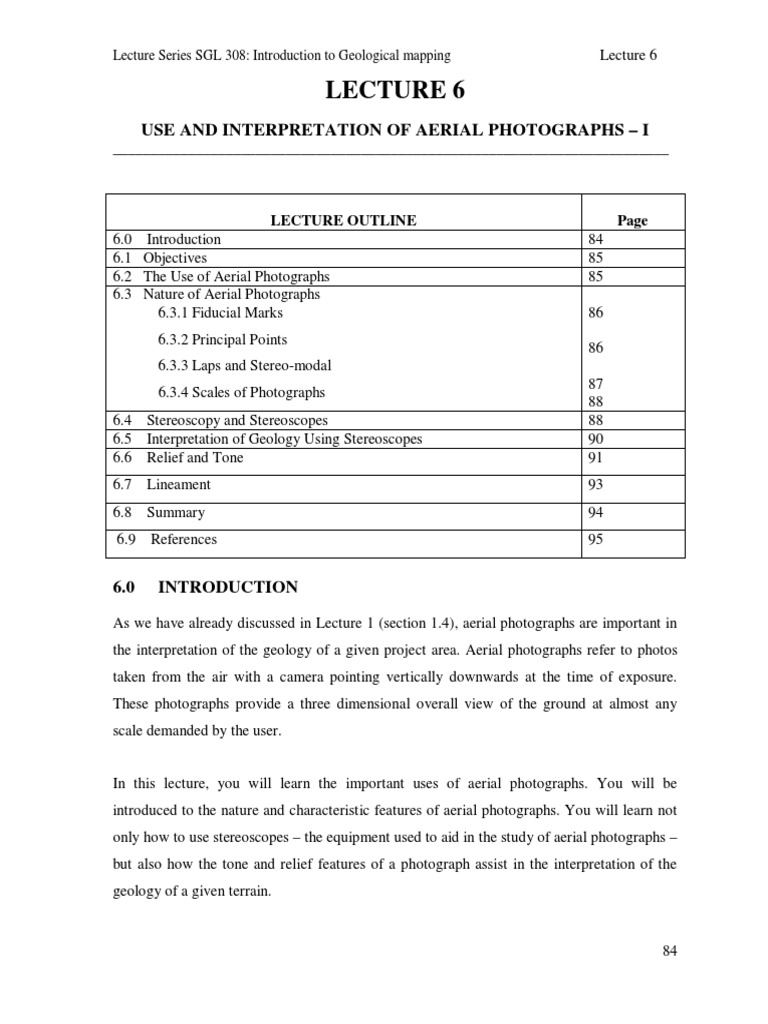 Use and Interpretation of Aerial Photographs - I: Lecture Outline | PDF ...