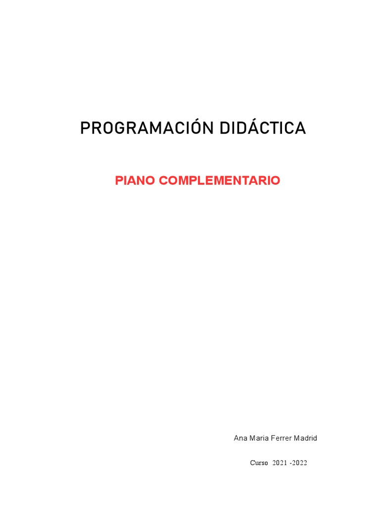 Programación Didáctica: Piano Complementario | PDF | Aprendizaje | Evaluación
