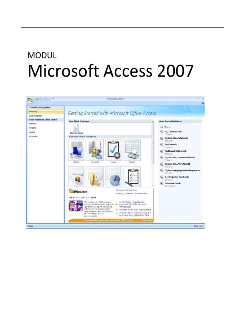 Panduan Dasar Microsoft Access 2007 | PDF