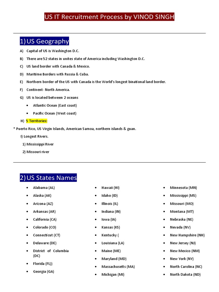 US IT Recruiter Process Notes | PDF | Recruitment | The United States