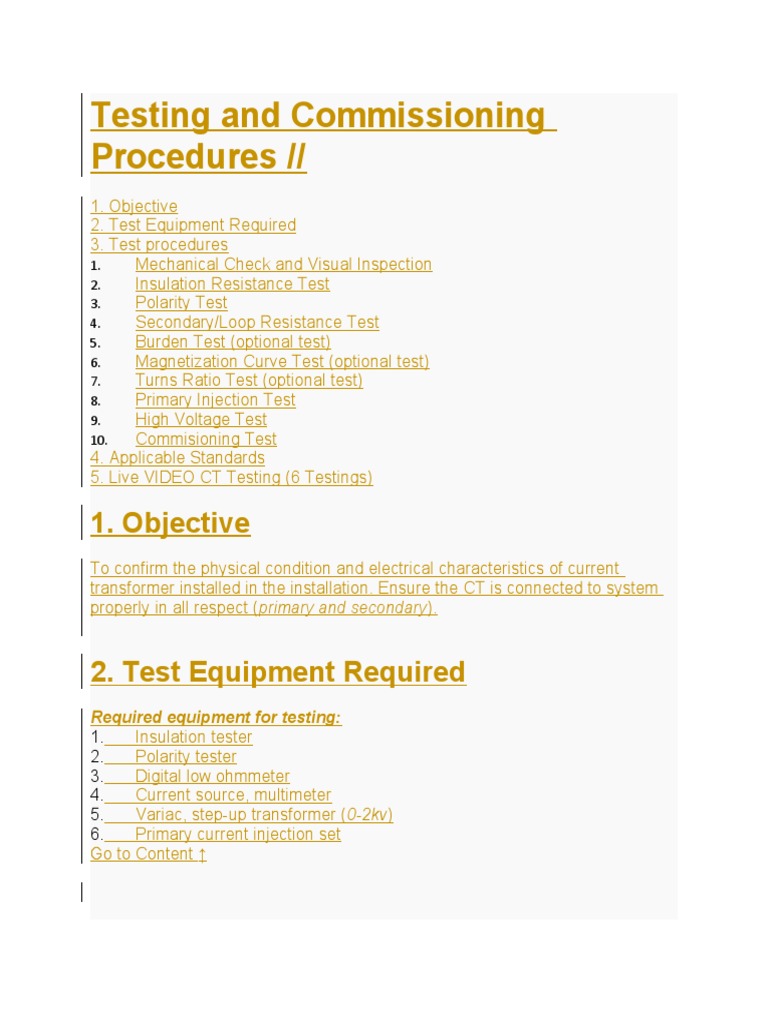 Testing and Commissioning Procedures | PDF | Electrical Resistance And ...