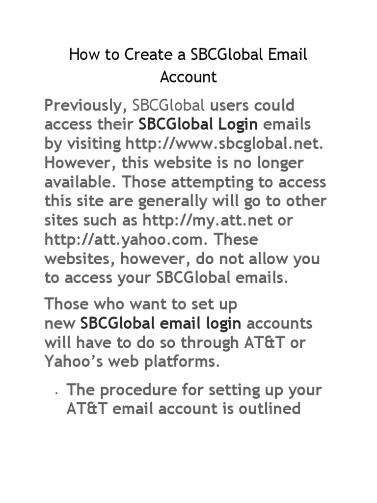 How To Create A Sbcglobal Email Account | PDF | Finance & Money Management