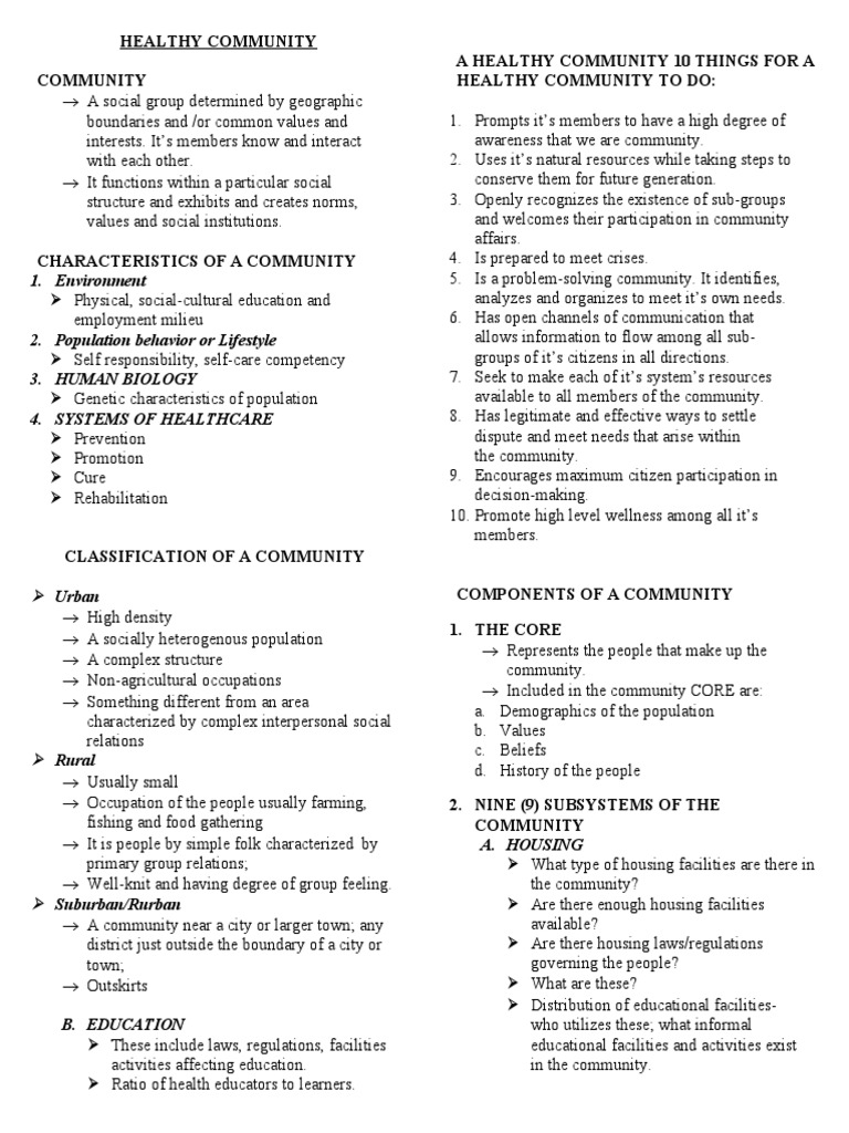 Environment: Healthy Community Community A Healthy Community 10 Things ...