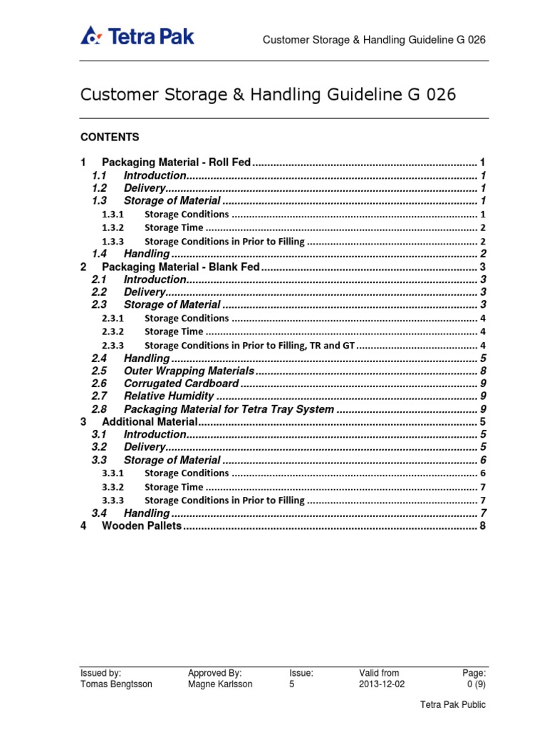 Customer Storage and Handling Guideline | PDF | Pallet | Humidity