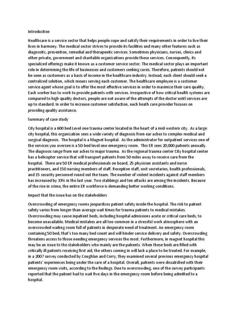 Case Study | PDF | Emergency Department | Hospital