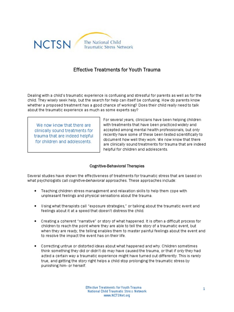 Effective Treatments Youth Trauma | PDF | Psychological Trauma ...