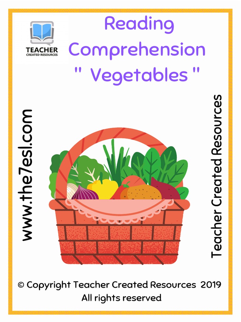 Reading Comprehension Vegetables Copyright Teacher Created Resources ...