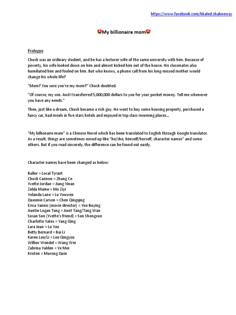 My Billionaire Mom Complete Novel English Translated | PDF