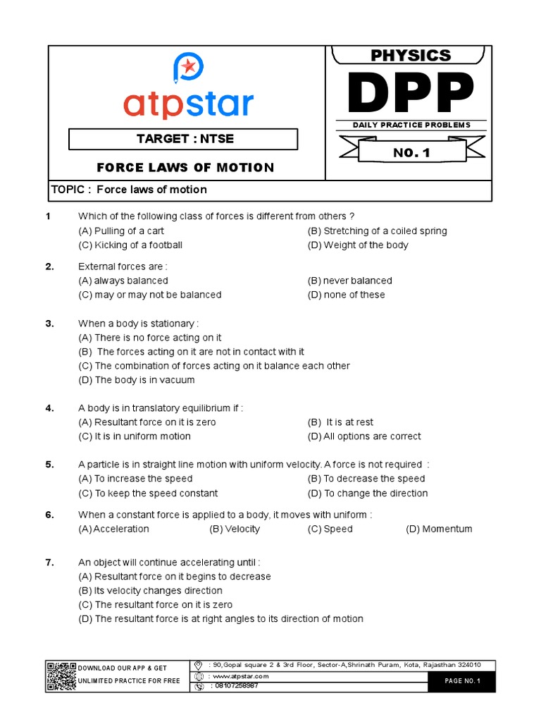 Force Law of Motion | PDF | Force | Newton's Laws Of Motion