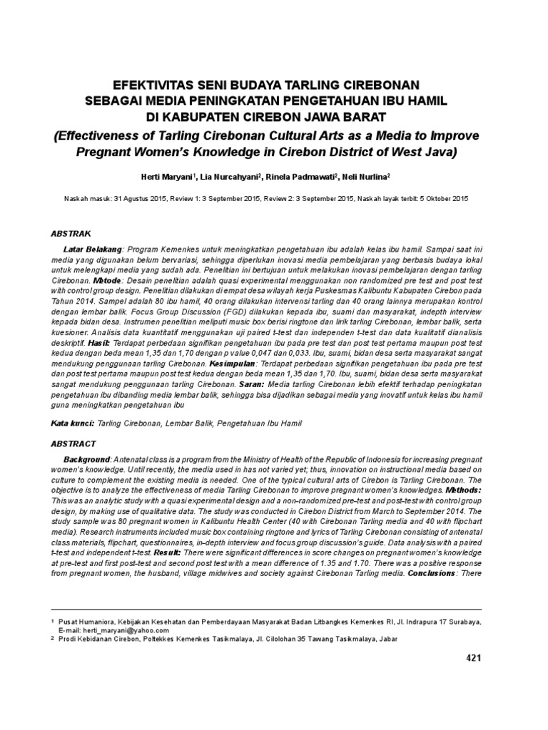 ID Effectiveness of Tarling Cirebonan Cultural Arts As A Media To Impr | PDF