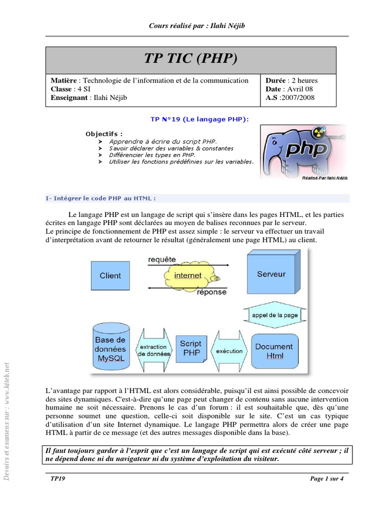 Introduction au langage PHP | PDF | PHP | Structure de contrôle