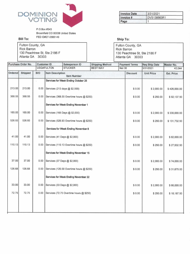 Dominion Invoice 3 31 21 W PO | PDF | Business | Service Industries
