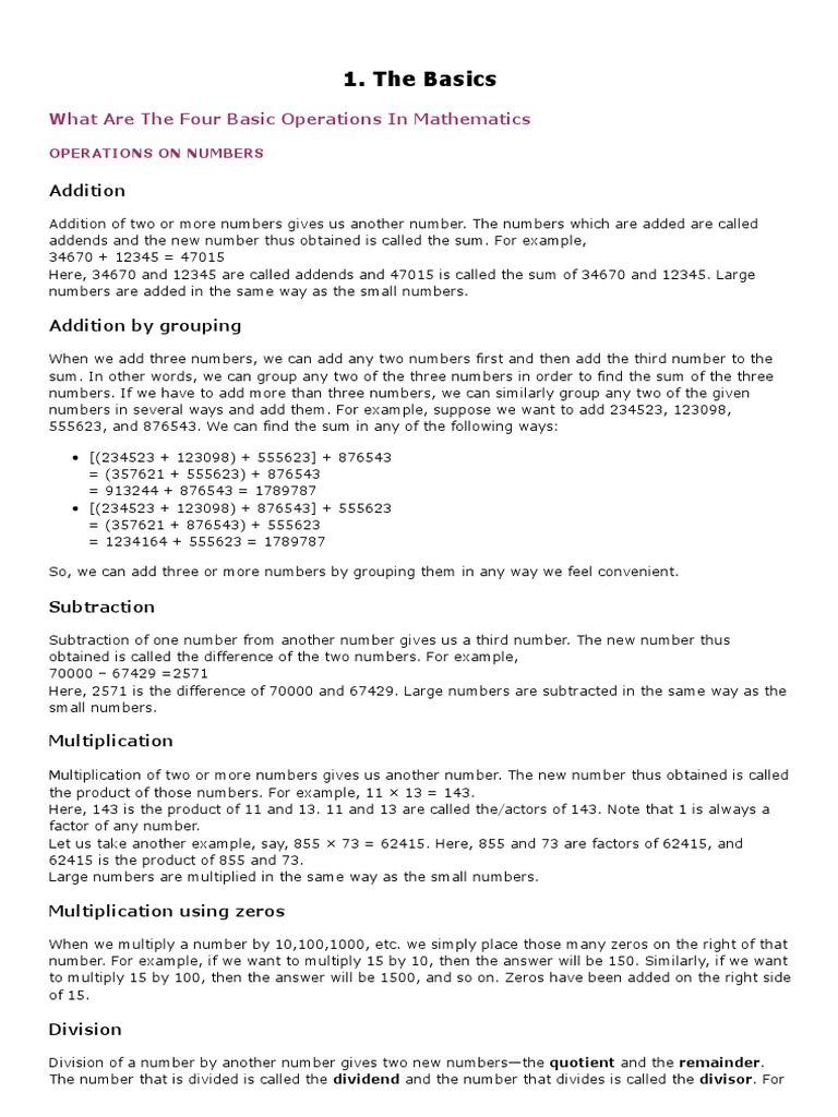 The Basics: Addition | PDF | Division (Mathematics) | Bracket