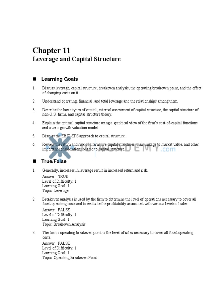 Understanding Leverage and Capital Structure | PDF | Capital Structure ...
