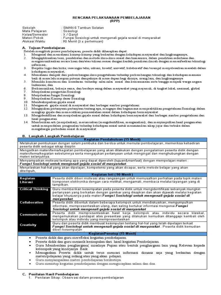 RPP Merdeka Belajar Sem 1 | PDF