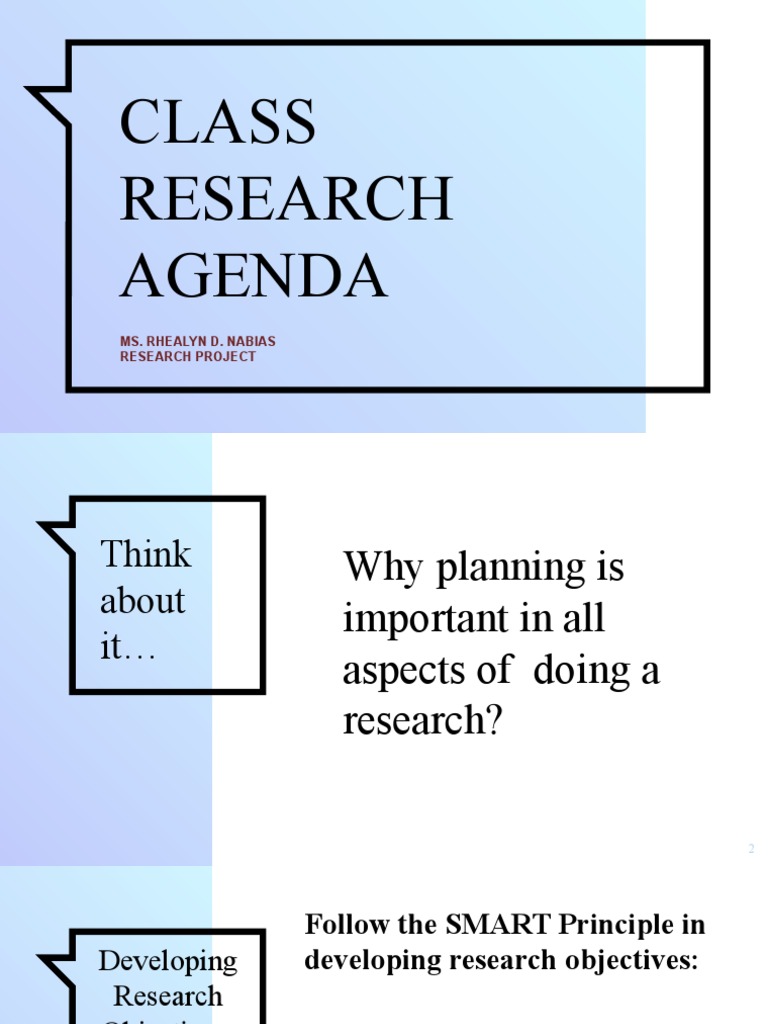 Class Research Agenda Guidelines | PDF | Cognition | Psychological Concepts