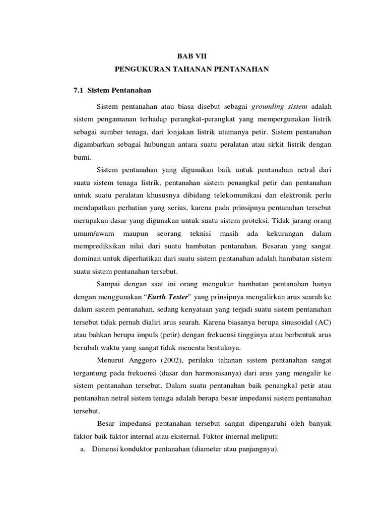 Bab 7 Pengukuran Tahanan Pentanahan | PDF | Sains & Matematika | Teknologi & Rekayasa