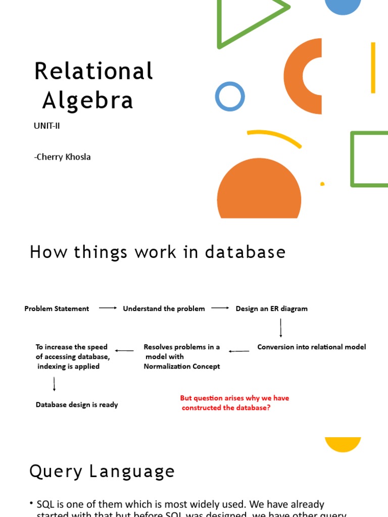 Relational Algebra: Unit-Ii | PDF | Relational Database | Relational Model