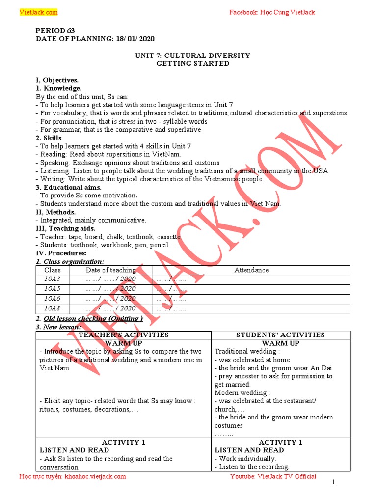 Unit 7 Cultural Diversity | PDF | Wedding | Teachers