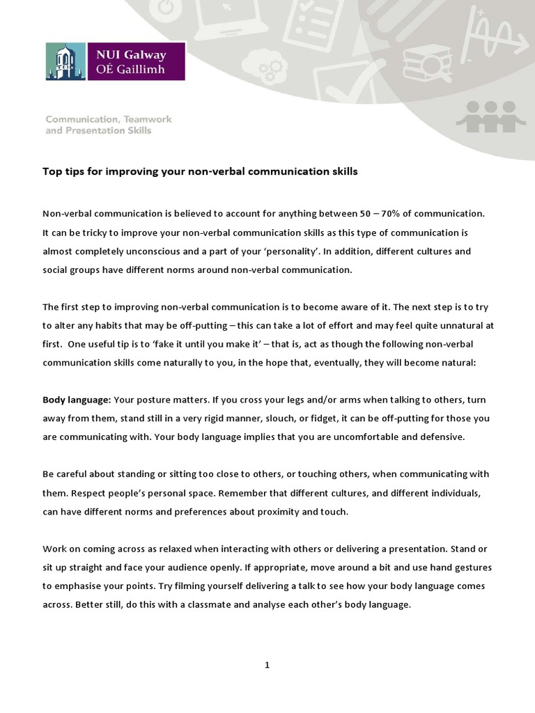 Top Tips For Improving Your Non-Verbal Communication Skills | PDF ...