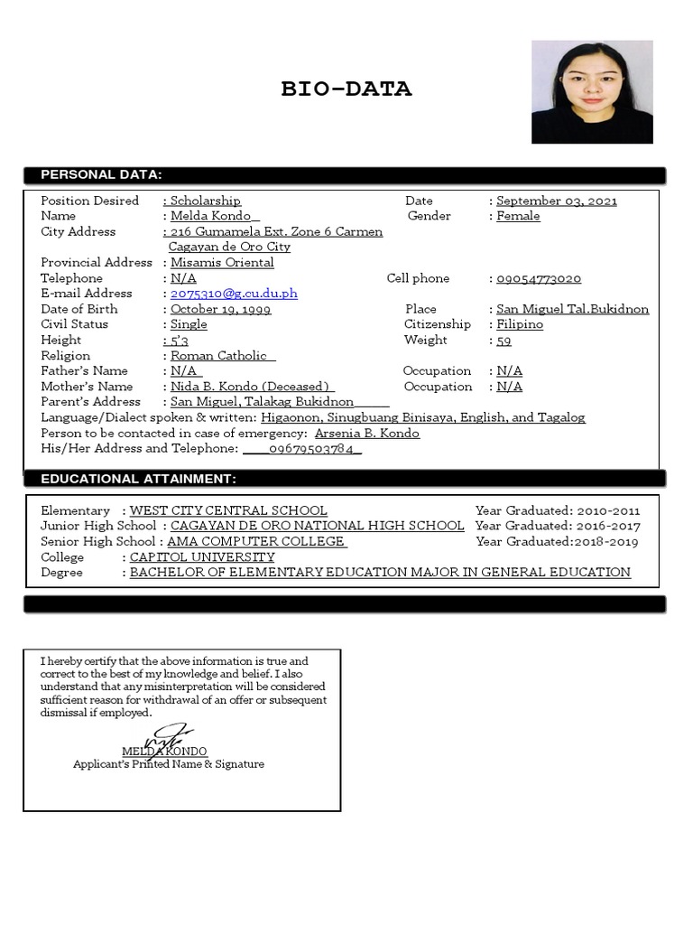 Bio Data | PDF