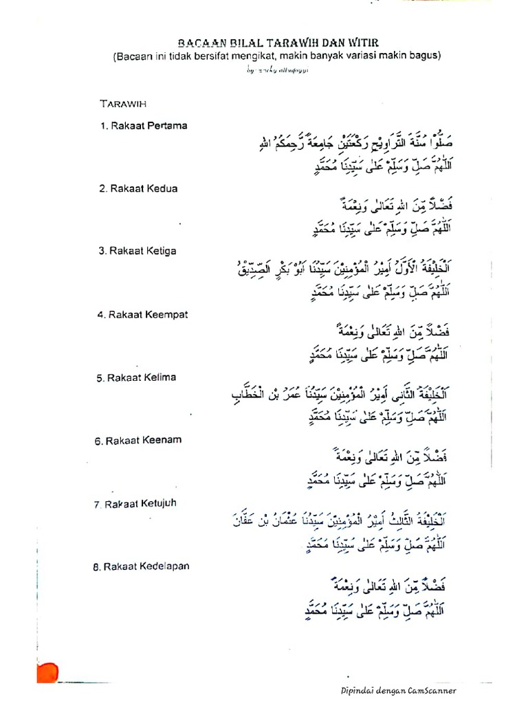 Bacaan Bilal Tarawih | PDF