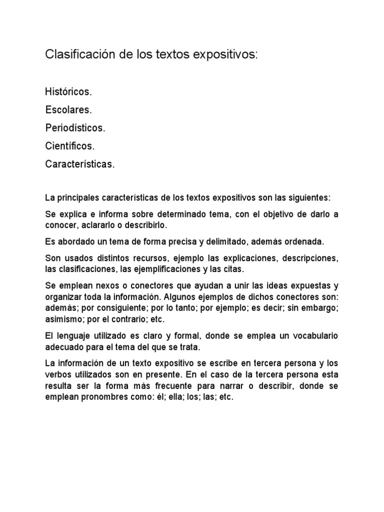 Clasificación de Los Textos Expositivos | PDF