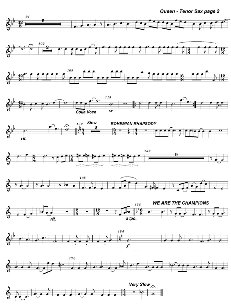Queen Tenor Sax | PDF