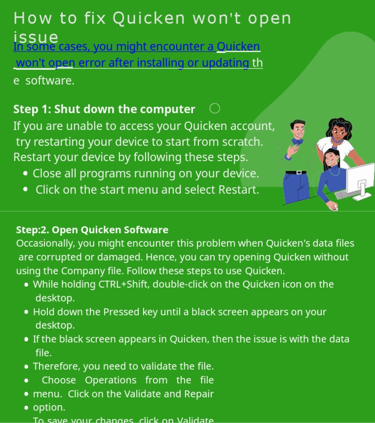 How To Fix Quicken Won't Open Issue | PDF | Business | Finance & Money ...