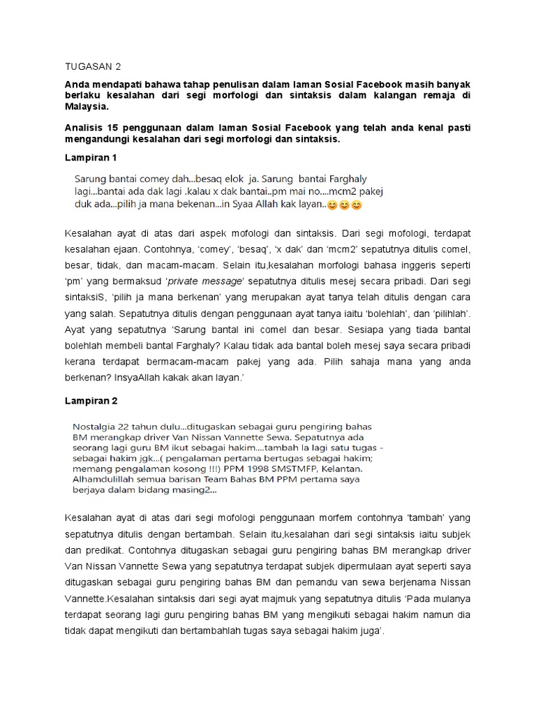 Mofologi Dan Sintaksis Tugasan 2 | PDF