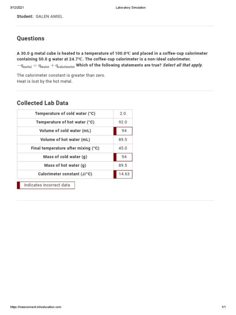 PT 3 Experiment 3 - Calorimetry | PDF