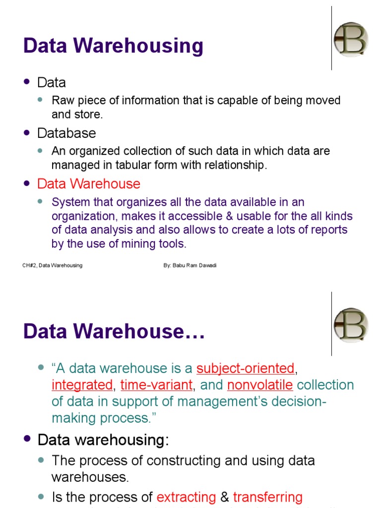 Class15 - Data Warehousing | PDF | Data Warehouse | Data Mining