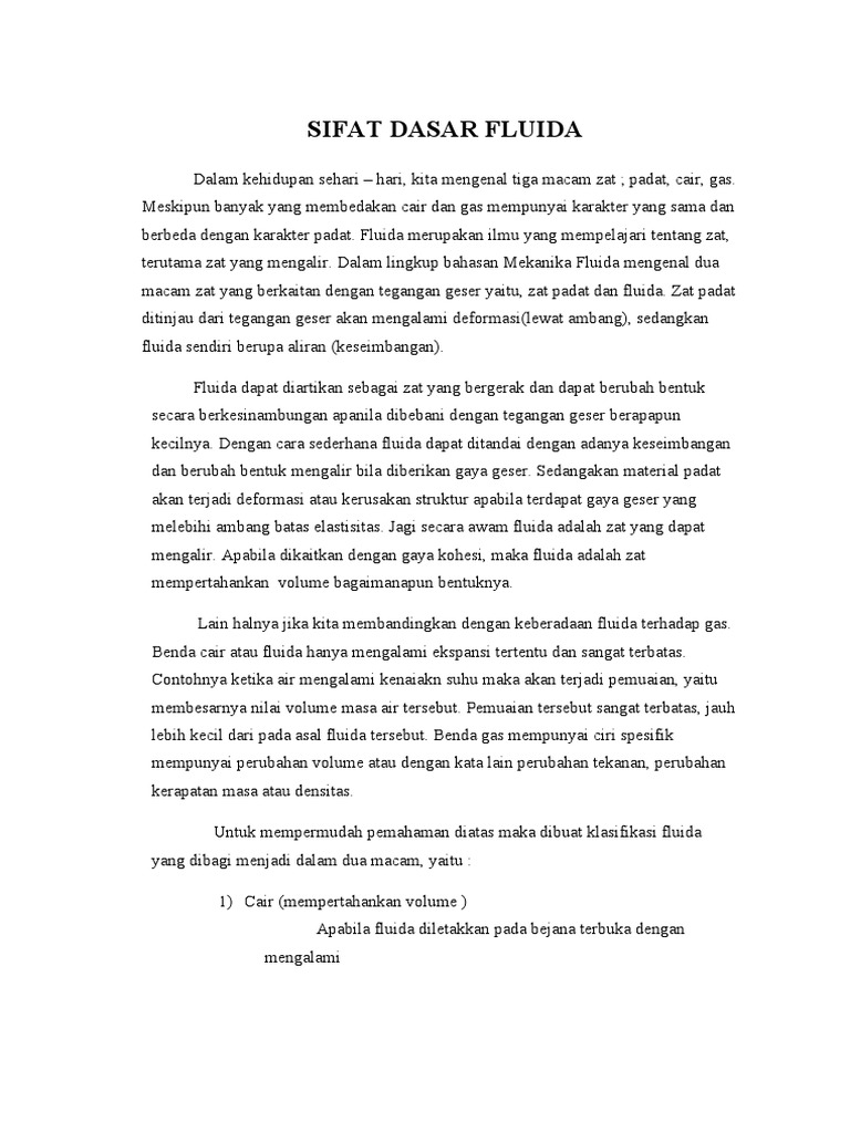 Sifat Dasar Fluida - Mekflu - 1 | PDF