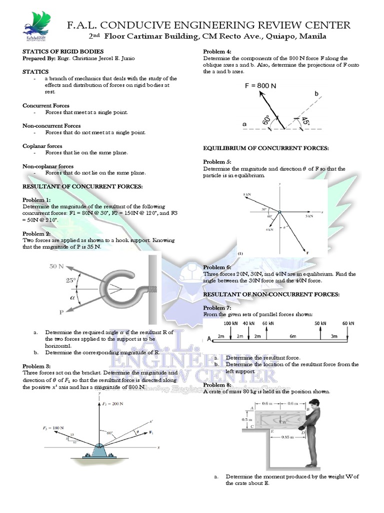 Statics of Rigid Bodies Problems and Solutions | PDF | Friction | Force