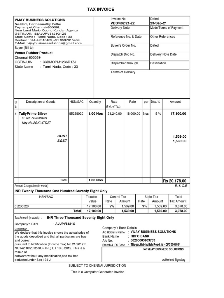 Tax Invoice: Chennai-600059 Gstin/Uin: 33BMOPM1236R1ZJ State Name ...