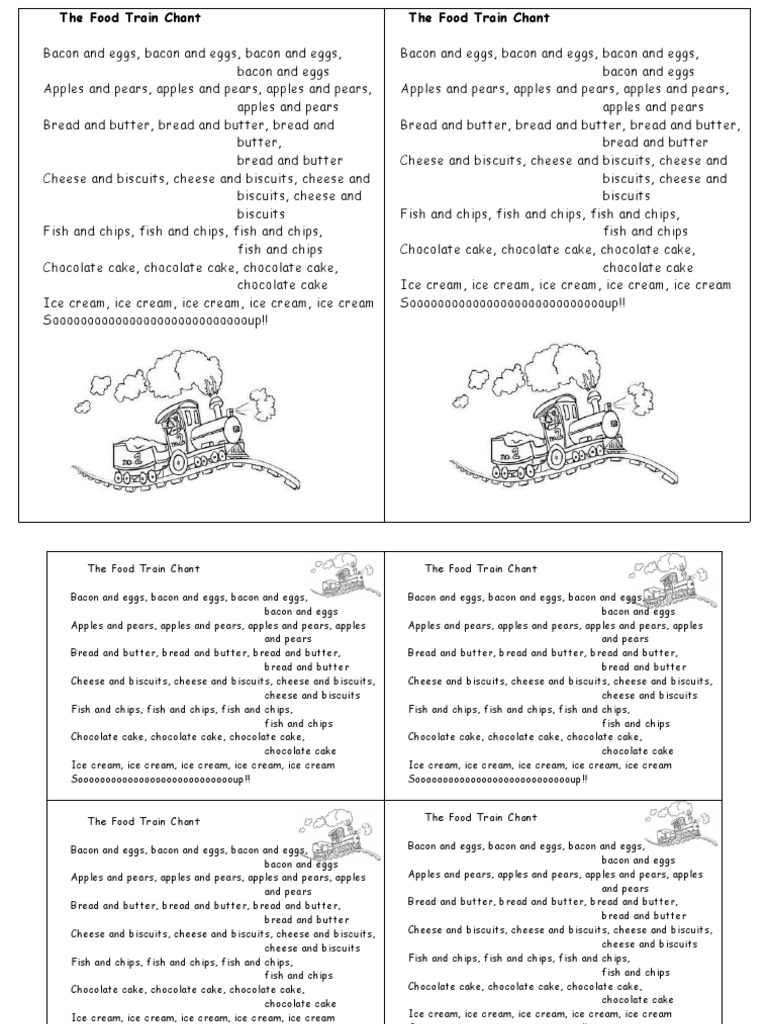 The Food Train Chant Fun Activities Games Warmers Coolers 49908 | PDF ...