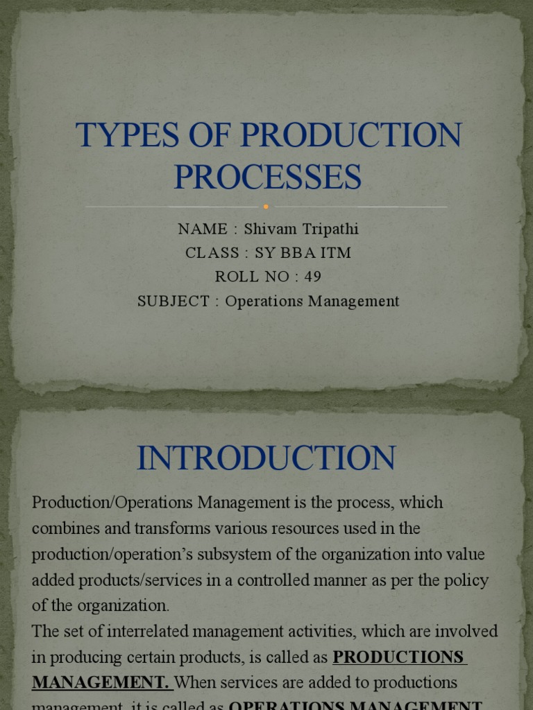 Types of Processes | PDF | Inventory | Operations Management