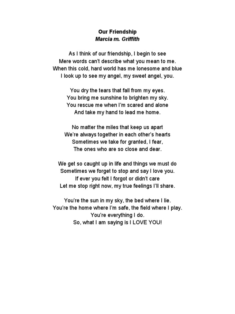 Poem Celebrating True Friendship | PDF | Self-Improvement | Poetry