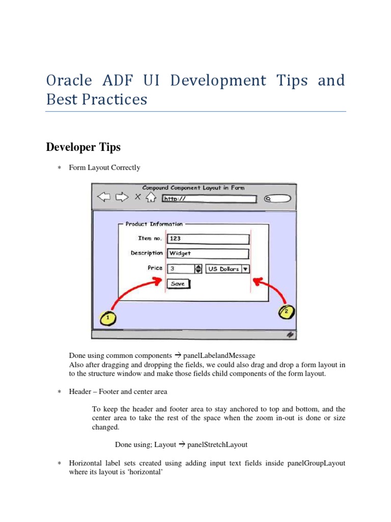 Oracle Adf Ui Development Tips And Best Practices Page Layout Html Free 30 Day Trial Scribd