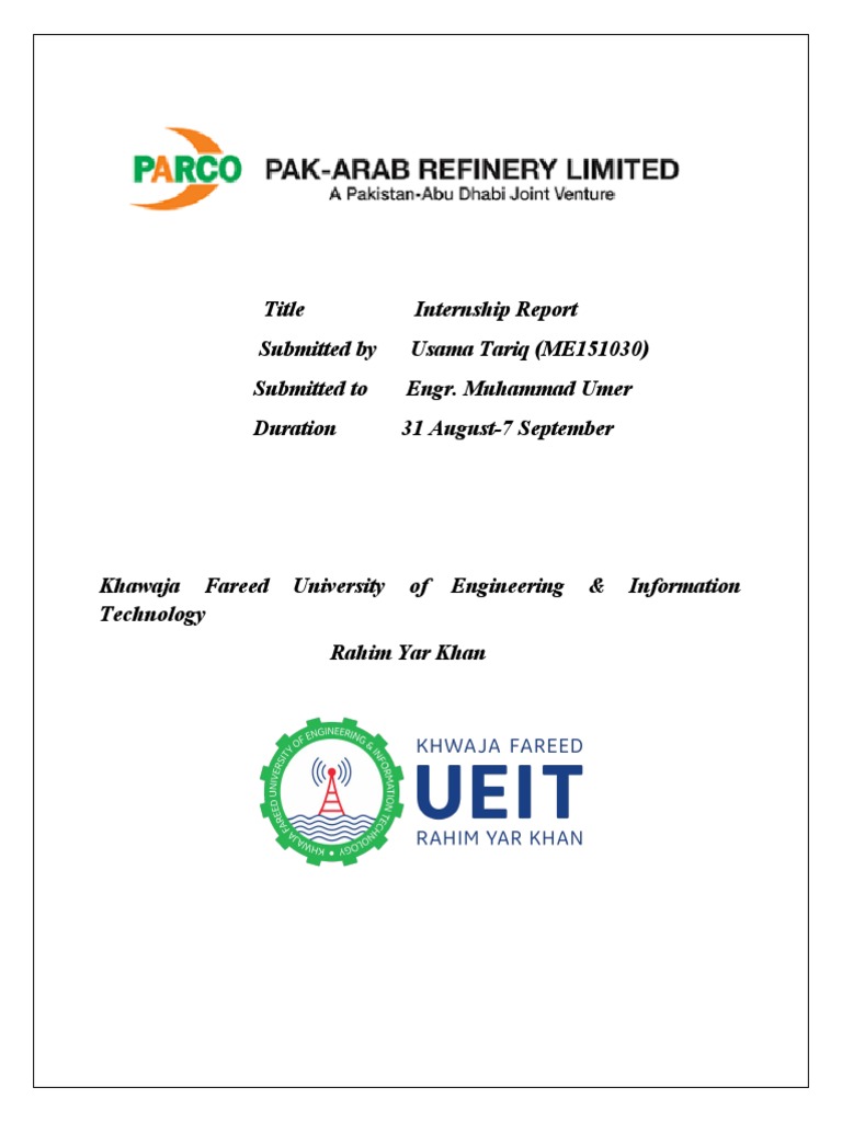 Parco Internship Report | PDF | Materials | Chemistry