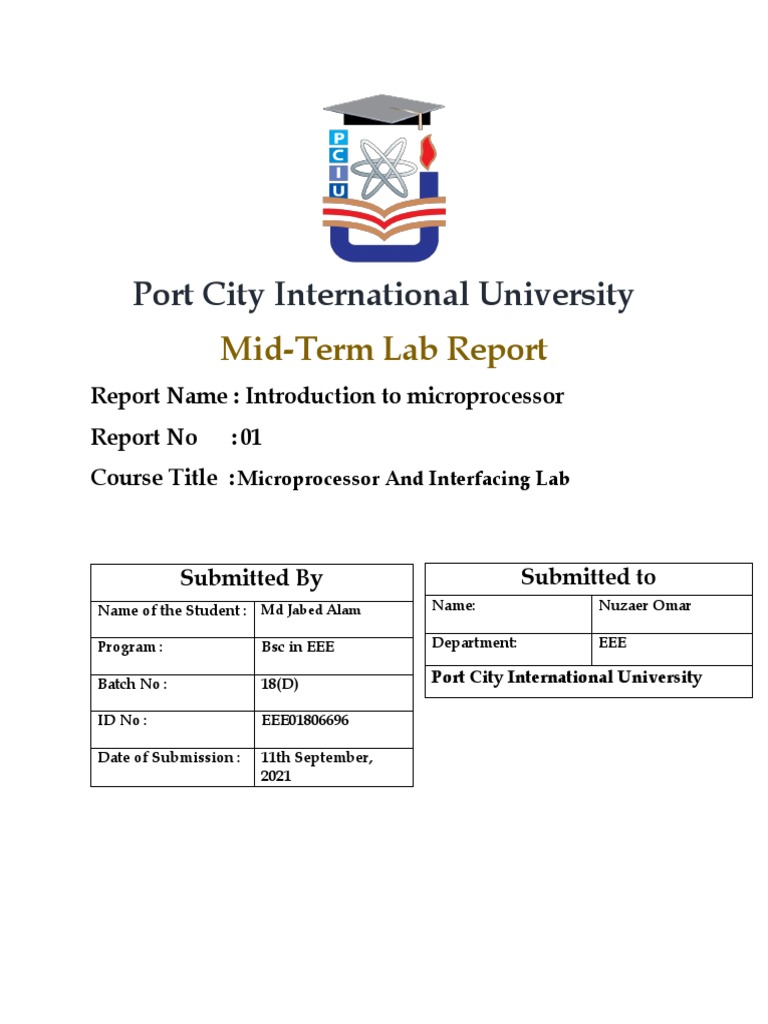 Microprocessor Lab Report - Port City University | PDF