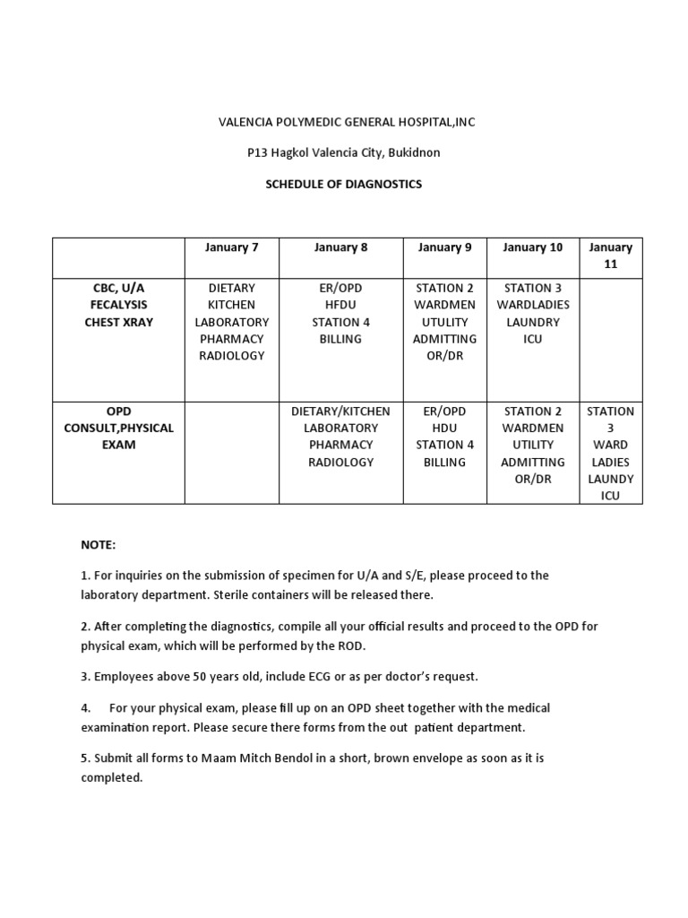 A Call for Staff Wellness: Schedule of Annual Physical Exams and ...