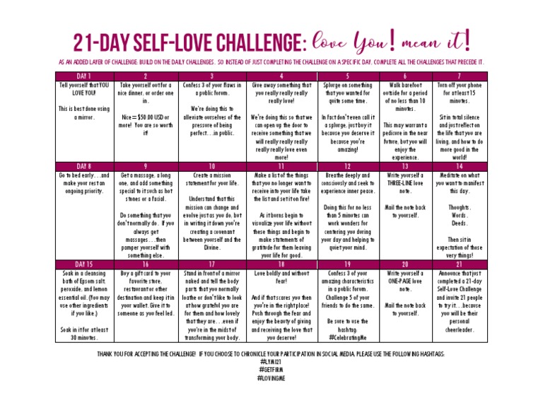 21 Day Self Love Challenge | PDF