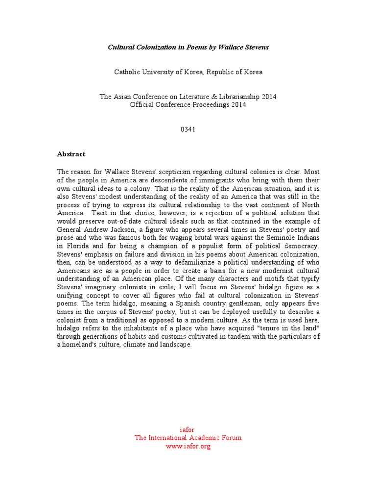 Cultural Colonization in Poems by Wallace Stevens | PDF | Poetry ...