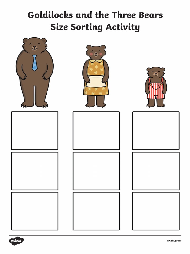 Goldilocks and The Three Bears Sorting Activity | PDF