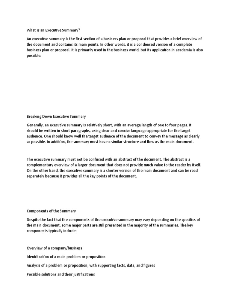 What Is An Executive Summary | PDF