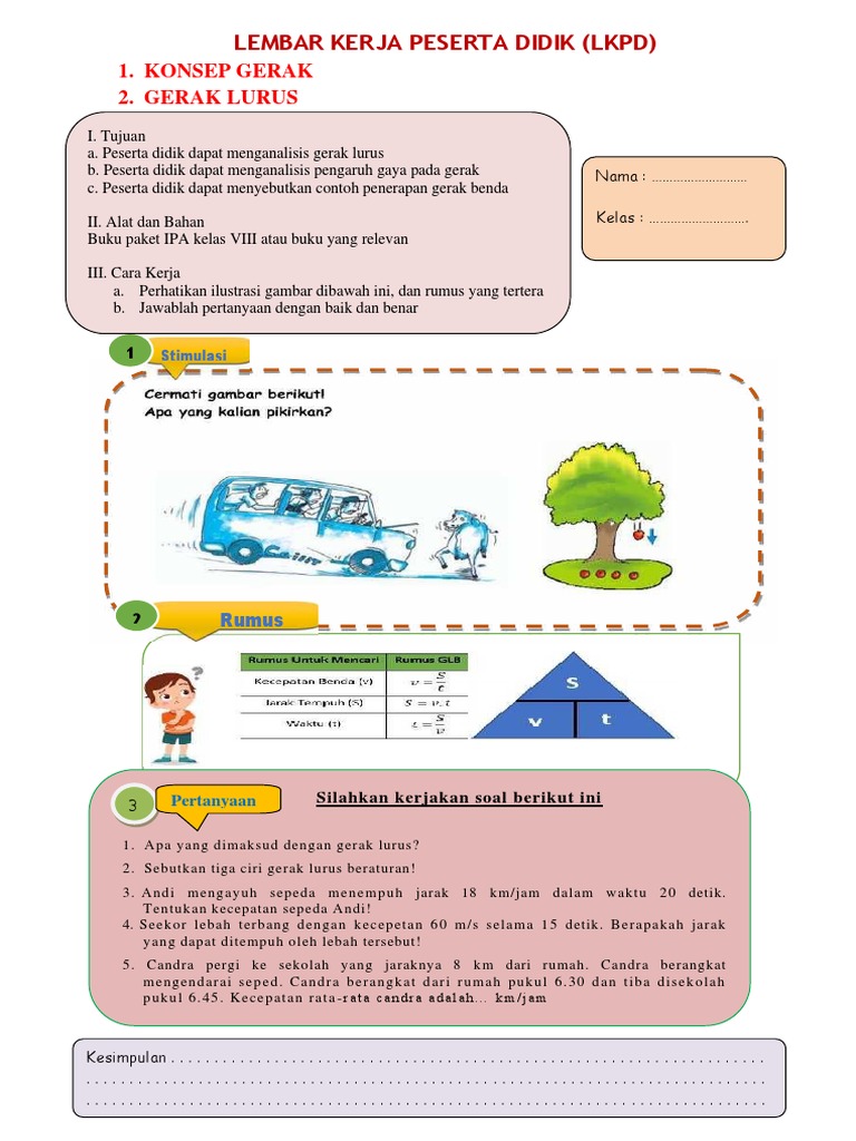 LKPD Gerak Lurus | PDF